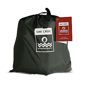 Oak Creek Camping Hammock and Accessories. Complete Package with Mosquito Bug Net, Rain Fly, Tree Straps. Great for Hiking, Backpacking, and Travel. Weighs Only 4 Pounds. Carbon Gray.