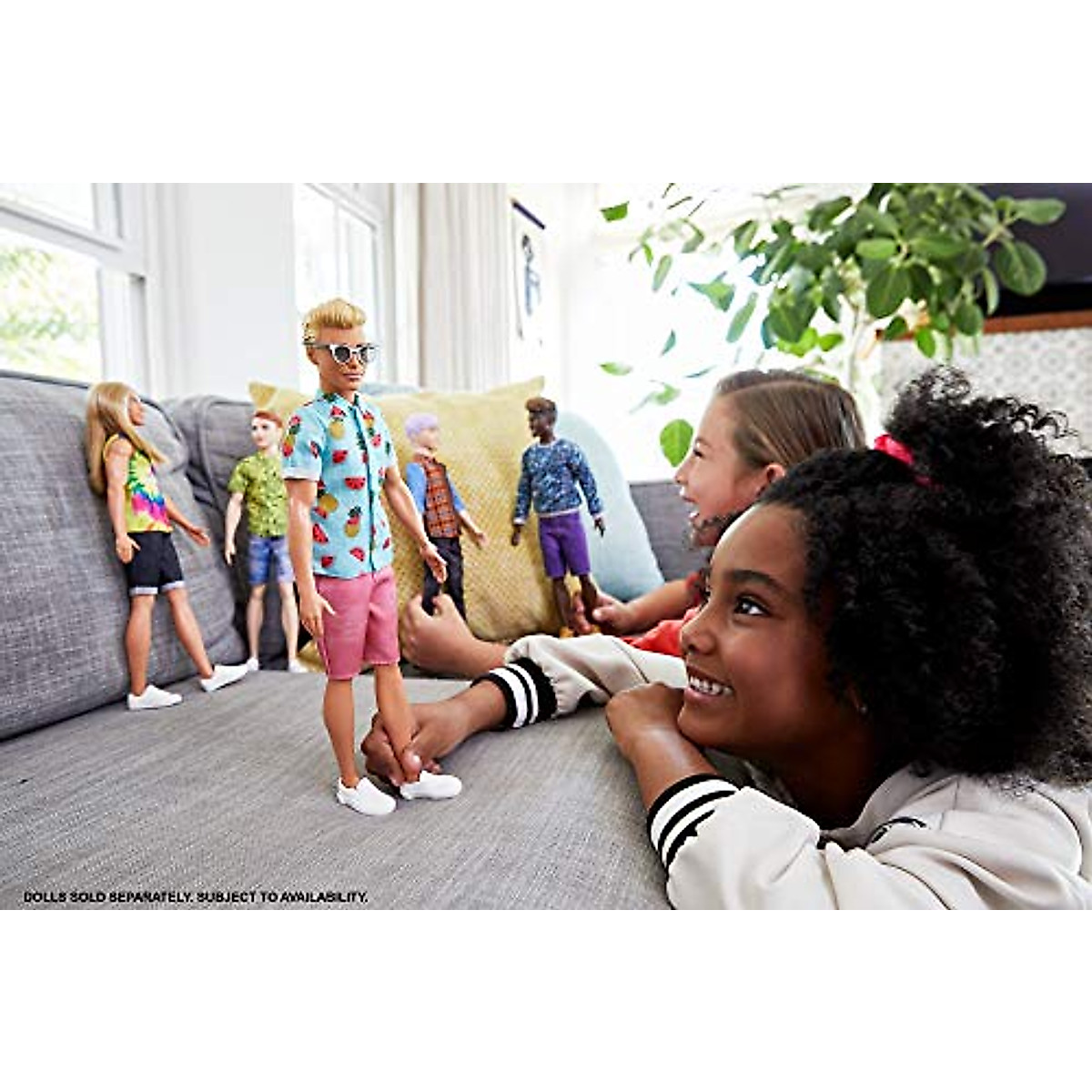 Barbie Ken Fashionistas Doll #152 with Sculpted Blonde Hair Wearing Blue Tropical-Print Shirt, Coral Shorts, White Shoes & White Sunglasses, Toy for Kids 3 to 8 Years Old