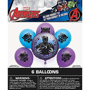 Marvel Avengers Black Panther Balloon Bouqet w/ 5 Helium Quality Latex Balloons and 1 Foil Balloon