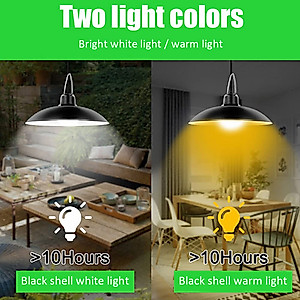 Aolyty Solar Pendant Light with Remote Control Dimmable Shed Light Waterproof Solar Powered Hanging Wall Light for Garden Yard Corridor Walkway Pathway Garage Driveway (Warm Light)