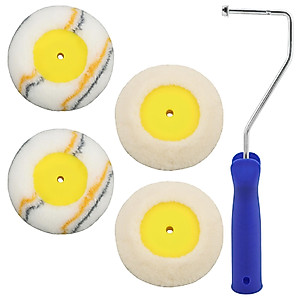 Corner Paint Roller with 4pcs Corner Paint Roller Head, Drywall Corner Roller Tool Kit, Oil Or Enamel Paints Edger Corner Paint Roller Tool for Home Office Wall Painting Decoration