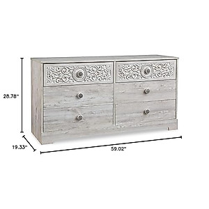 Signature Design by Ashley Paxberry Bohemian 6 Drawer Dresser with Carved Medallion Pattern, White