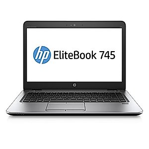 HP Elitebook 745 G4 14" Notebook, Windows, AMD A8 1.6 GHz, 4 GB RAM, 500 GB HDD, AMD Radeon R5 , Silver (1FX54UT#ABA) (Renewed)