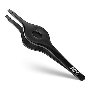 BRV MEN Wide Grip Slant Tweezers | Hand-Filed Slanted Tips for Ultra-Precision | Tweezers for Eyebrows & Nose/Ear/Facial Hair | Professional Tweezers for Women & Men - Black