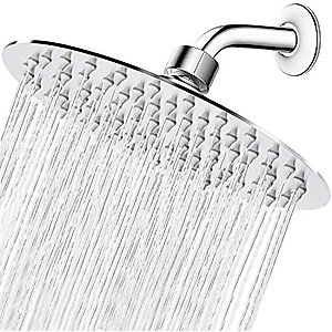High Pressure Shower Head, 8 Inch Rain Showerhead, Ultra-Thin Design- Pressure Boosting, Awesome Shower Experience, NearMoon High Flow Stainless Steel Rainfall Shower Head (Chrome Finish)