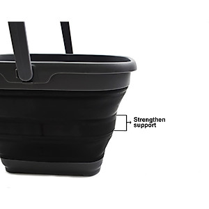 SAMMART 10L (2.6 Gallon) Collapsible Rectangular Handy Basket/Bucket (Grey/Black (Set of 2))