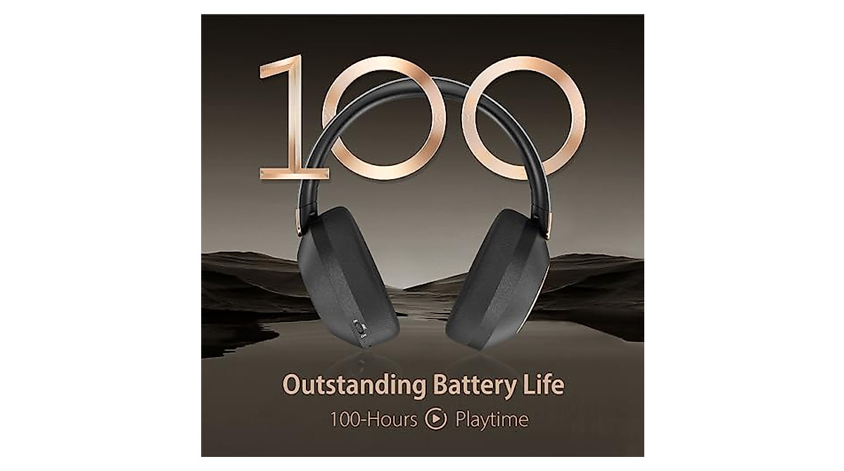 EAORUL Noise Cancelling Headphones - 100H Playtime & Deep Bass