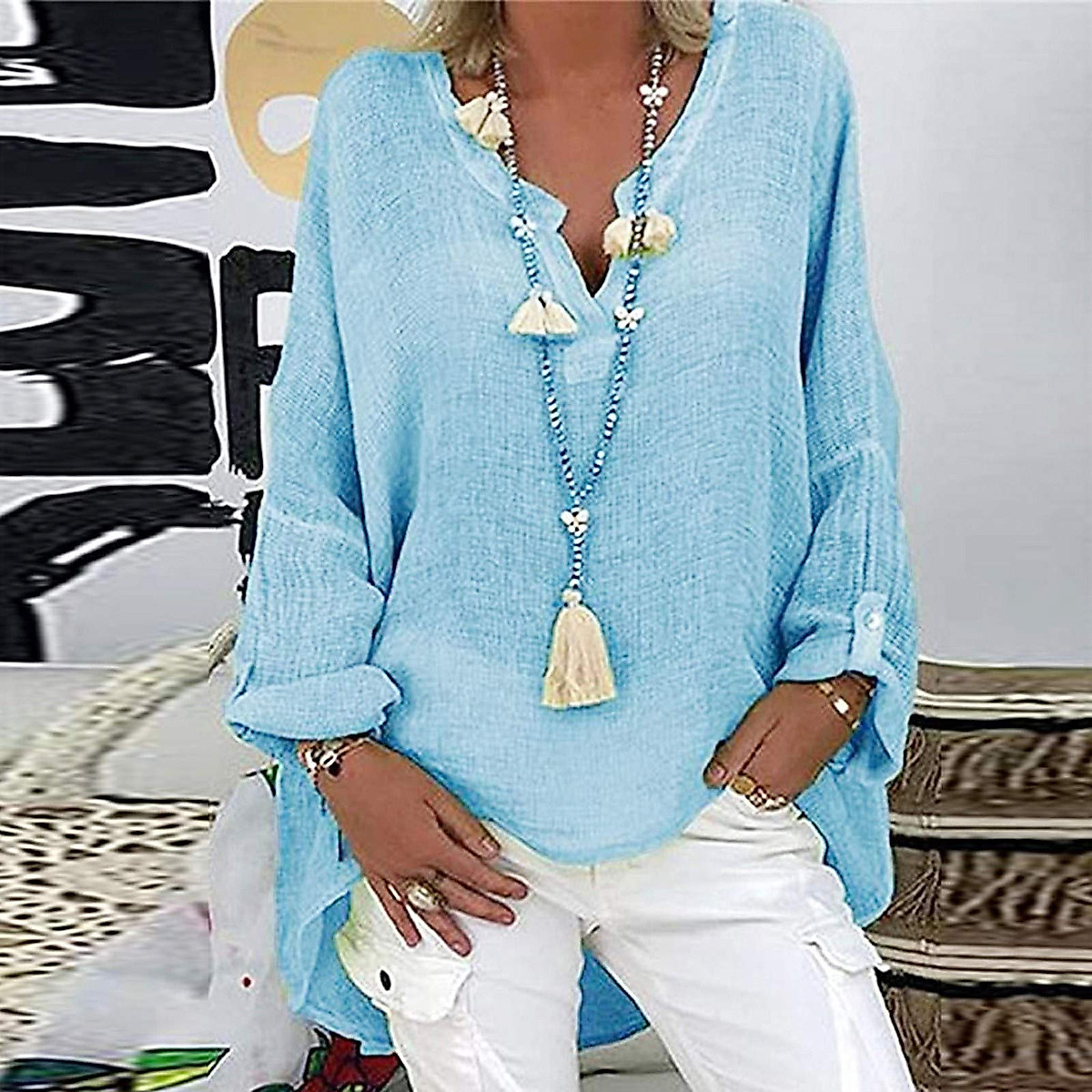 YAnGSale Cotton Linen Tops Blouses for Women Plus Size T-Shirt Long Sleeve Sweatshirt Floral Print Loose Pullover Shirt