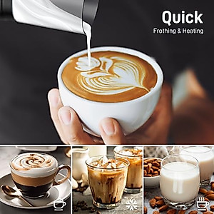 Dallfoll Milk Frother, 4-in-1 Milk Frother and Steamer Electric, Visualized Glass Design, 13.5oz/400ml Hot and Cold Milk Foam Maker for Coffee, Latte, Cappuccino Silent Operation, Automatic off