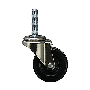 Shepherd Hardware 9344 2-Inch Threaded Stem Casters, 5/16-Inch Stem Diameter, 80-lb Load Capacity, (Pack of 2) , Black