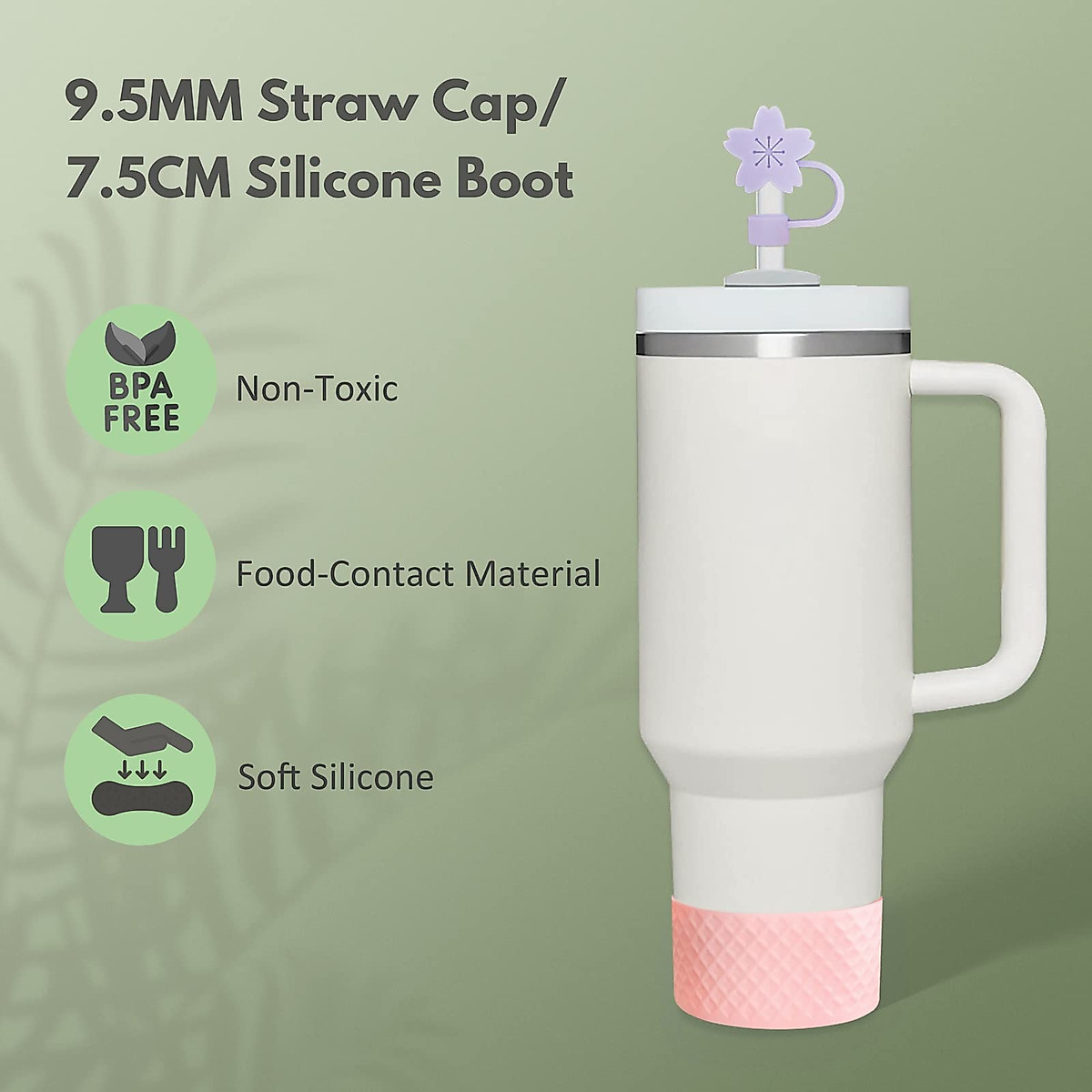 CEESLIAN 2PCS Silicone Boot for Stanley Quencher Adventure 40oz / H2.0 40 oz Tumbler, Silicone Straw Cover Cap for Stanley Cup Accessories (Pink/Light Purple)