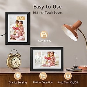 Digital Picture Frame - Benibela 10.1 Inch WiFi AI Smart Electronic Digital Photo Frame, Touch Screen, 32GB, Auto-Rotate, AI Recognition, 2 Filter Modes, Share Video via Email App USB, Wall Mountable