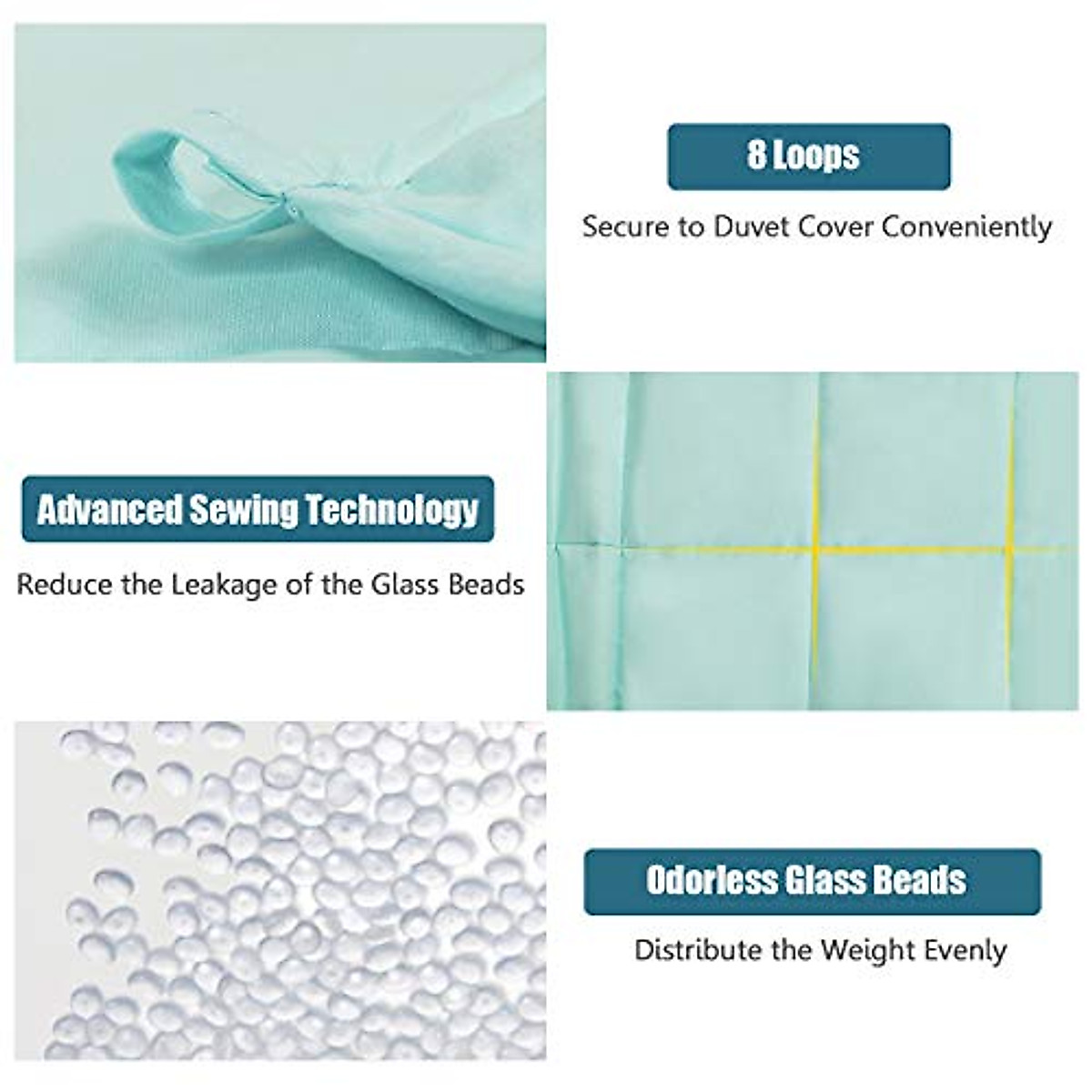 Giantex Weighted Blanket with Duvet Covers, Hot and Cold Duvet Cover Set, 60" x 80" | 15lbs, Cozy Heavy Blanket with Premium Glass Beads, Weighted Blanket for Hot and Cold Sleepers (Green)