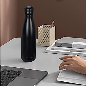 FYY Insulated Water Bottle, 17oz/500ml Vacuum Stainless Steel Water Bottles, Sports Water Bottles Keep Cold for 24 Hours and Hot for 12 Hours, BPA Free Leak Proof Reusable Water Bottle Black