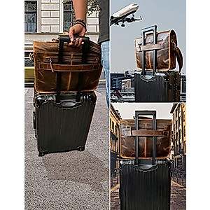 Leather Messenger Bag for Men - Full Grain Leather Briefcase Laptop Satchel Office Crossbody Travel Bag by Rustic Town (16 Inch, Brown)