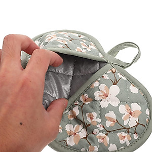 Tofficu 2pcs Pocket Pot Holders Heart Shaped Cotton Heat Resistant Kitchen Oven Potholder Hot Pads Machine Washable Oven Mitts Terry Cloth Potholders for Daily Kitchen Baking Cooking