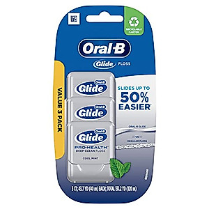 Oral-B Glide Pro-Health Dental Floss, Deep Clean Cool Mint Flavor, 40 M, 3 Count