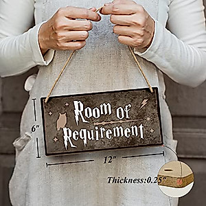 Room of Requirement Sign 6x12 Inch Room Decor,Bathroom Decor,Wizardry Door Wall Hanging Wood Plaque Magic Gift
