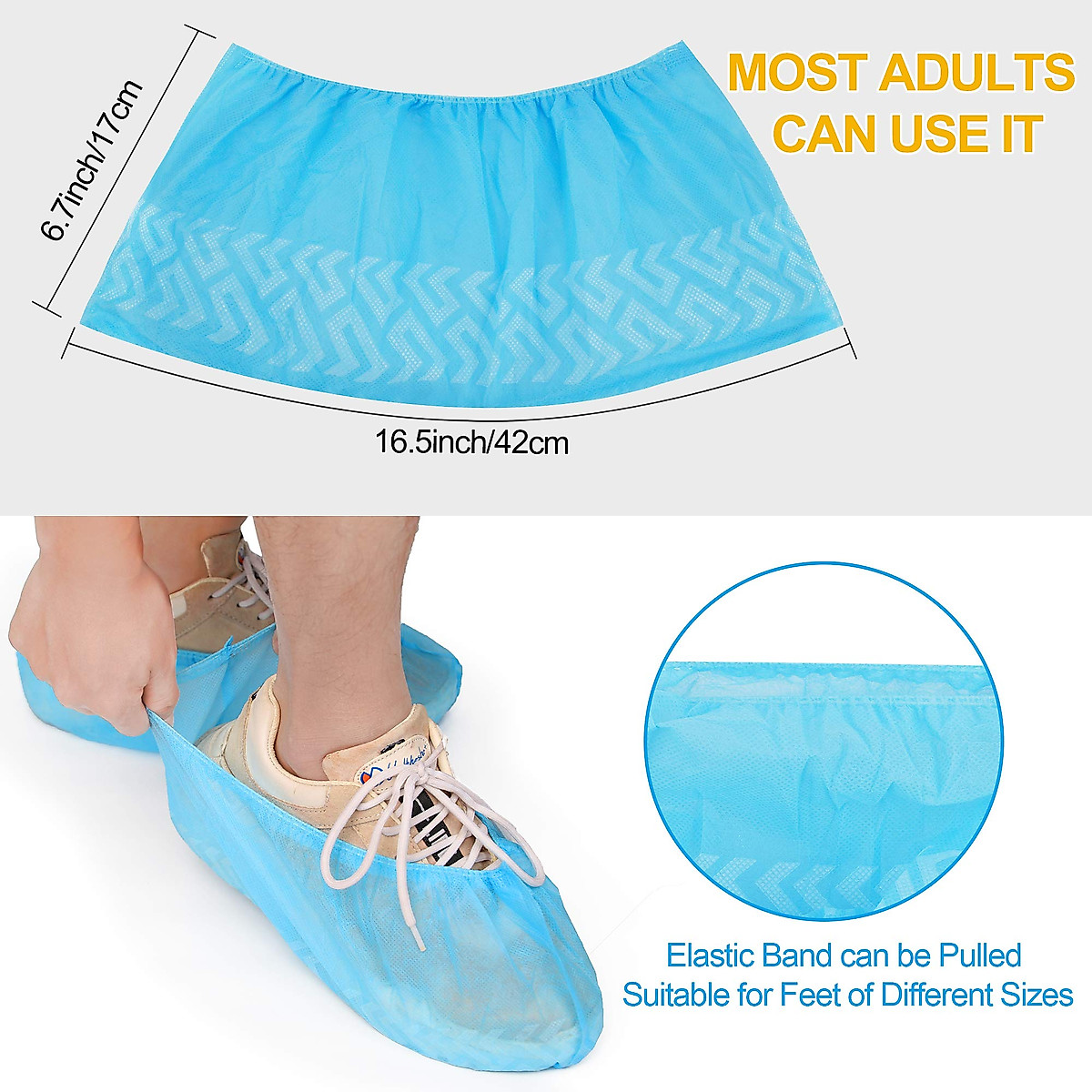 Disposable Shoe Cover - 100 Pack (50 Pairs), Non Woven Fabric Waterproof Non-slip Boot Cover for Indoor Outdoor
