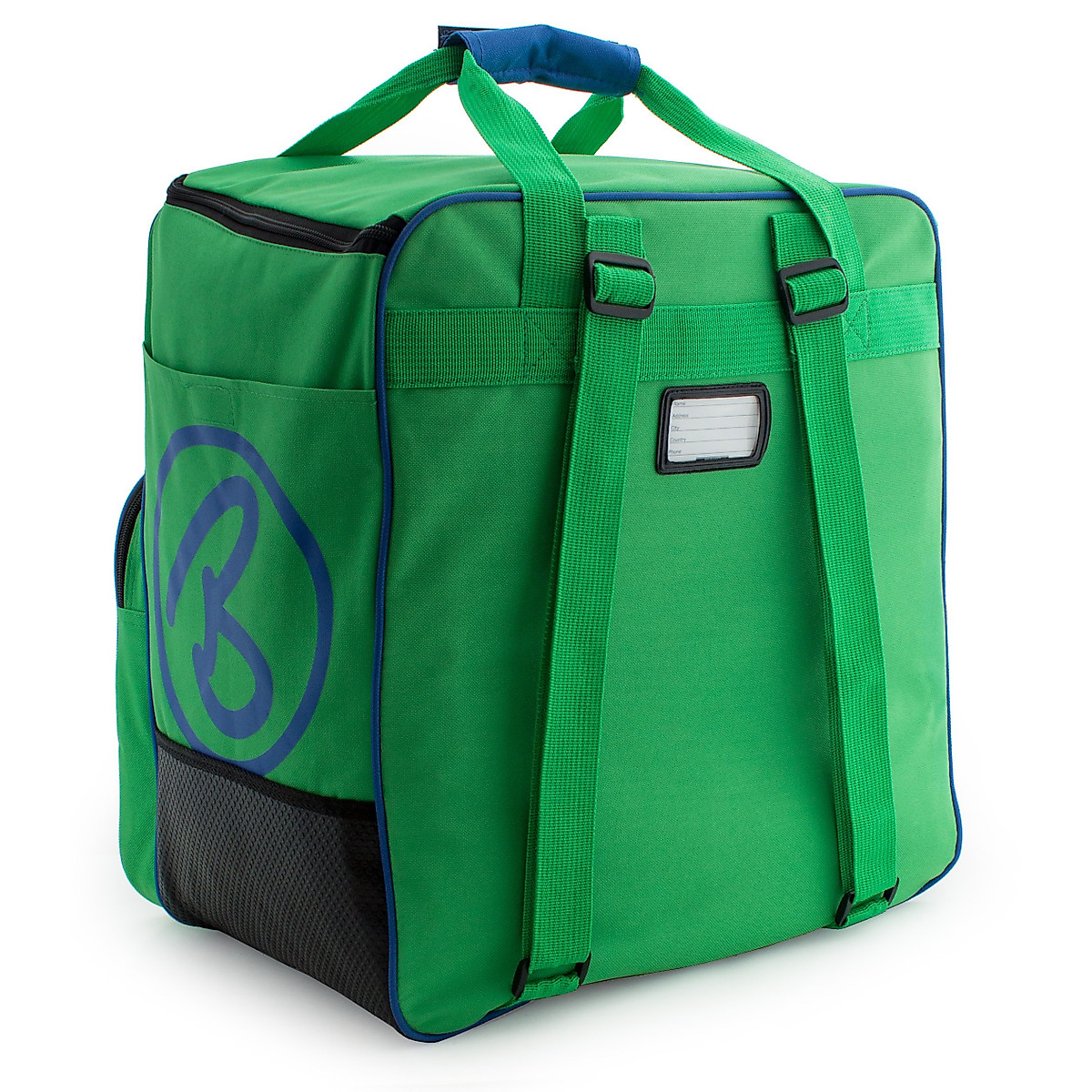 BRUBAKER Champion Combo - Limited Edition - Ski Boot Bag and Ski Bag for 1 Pair of Ski up to 190 cm, Poles, Boots and Helmet - Green Blue