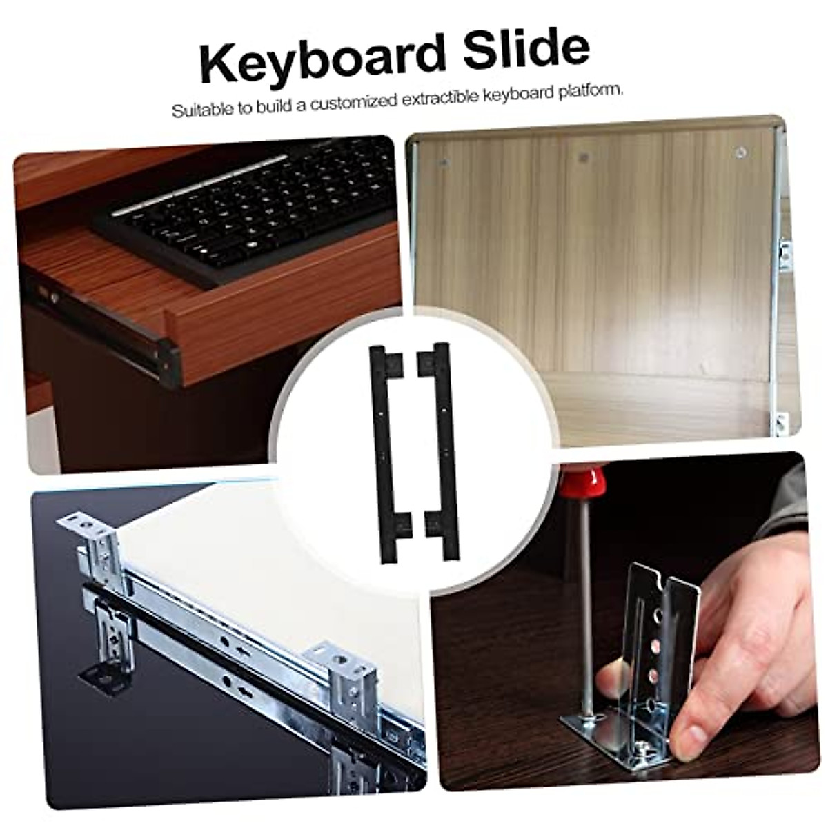 STOBOK 3 Pairs Keyboard Rails Under Desk Keyboard Tray Slide Out Keyboard Tray Under Desk Sliding Keyboard Hardware Carassosories Computer Desk Accessories Desk Tray Drawer-Design Rack