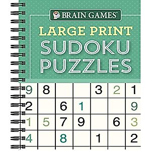 Brain Games - Large Print Sudoku Puzzles (Green)