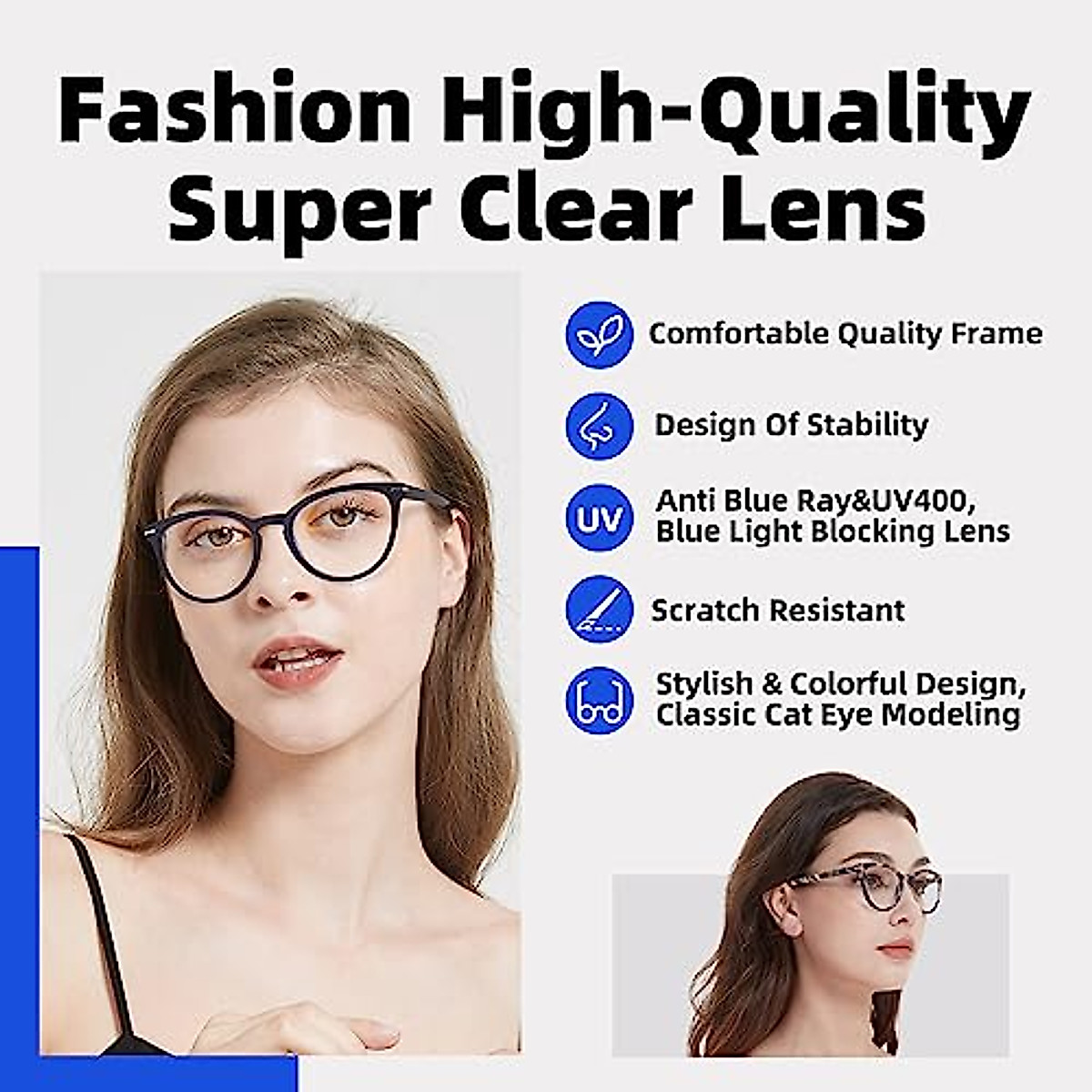 Autojouls 5-Pack Women's Blue Light Blocking Reading Glasses, Lightweight Spring Hinge Readers Comfortable Wearing (5 Mix 1.5 x)