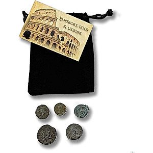 5 Original Imperial Roman Coins in a Coin Grab Bag - Rare Coins of Emperors, Gods & Legions - Coins Collection