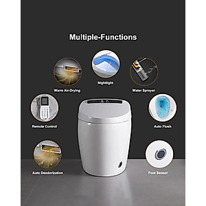Homary Modern Smart Toilet Bidet, One-Piece 1.27 GPF Toilet Intelligent Elongated Toilet Auto Flush, Foot Sensor Operation, Heated Seat, Warm Water and Dry, Air Dryer, Digital Display