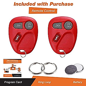 for 03-07 Cadillac Chevy GMC Hummer Pontiac Saturn Keyless Entry Remote Key Fob Red 3btn 21997127 LHJ011 - 2 Pack