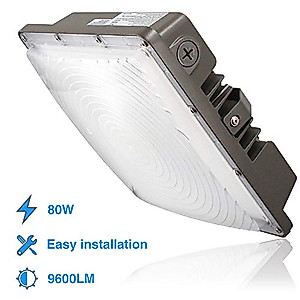 ZJOJO 4Pack LED Canopy Light 80W, cETLus-Listed LED Canopy Lights 5000K Daylight White, 9600Lumen,120VAC, 300-600W MH/HPS/HID Replacement, IP65 Waterproof and Outdoor Rated, 5 Years Warranty-4Pack