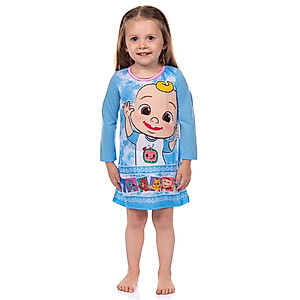 Komar Kids CoComelon Toddler Girls JJ Character Nightgown With Matching doll Gown, 3T Baby Blue