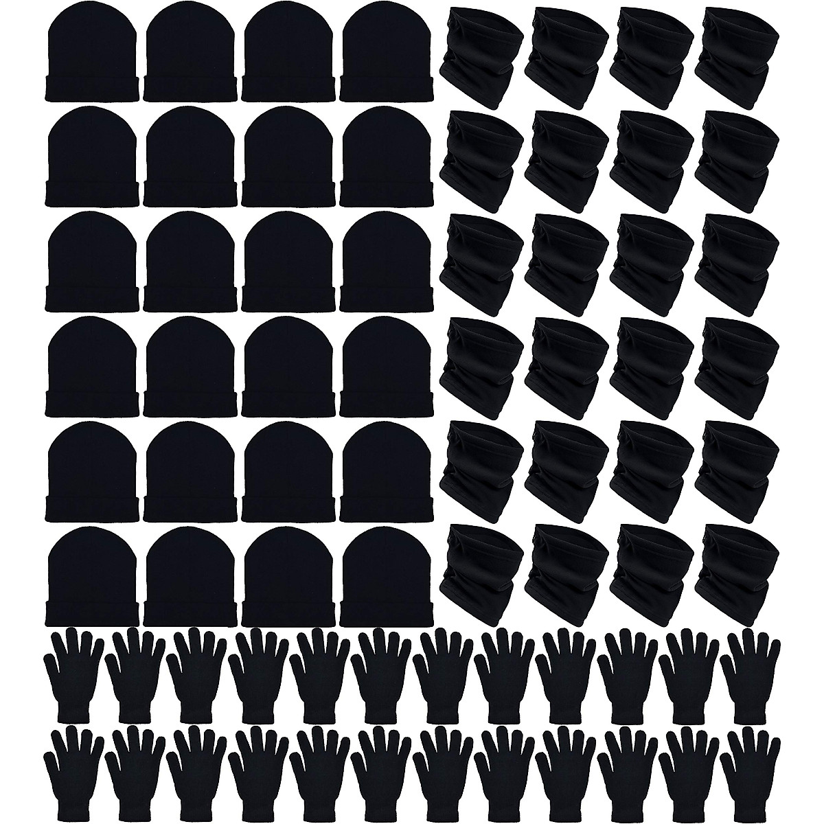 72x Winter Gloves, Beanies, Neck Warmers Unisex Bulk Pack Donation Charity Care Bundle