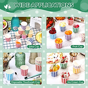 meekoo 1000 Pack 4oz Paper Cups Multicolor Mouthwash Cups Striped Pattern Bathroom Cups Hot Cold Beverage Disposable Cups Small Ice Cream Cups Drinking Cup for Party, Picnic and Event, 10 Colors