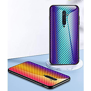 Grandcase Oppo Reno 2 Case,Ultra-Thin Advanced Carbon Fiber Texture Gradient Glass Box Scratch Resistant Tempered Glass Back Cover Case for Oppo Reno 2 6.5" -Gold