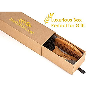 Boar Bristle Hair Brush set – Curved and Vented for Wet and Dry Detangling Hair Brush for Women Long, Thick, Thin, Curly & Tangled Hair Vent Brush - Stocking Stuffers Gift kit