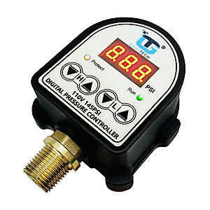 GamaTech Pressure Switch for Water Pump and Air Pump, Digital Adjustable Pressure Controller, 110V, 0-145 Psi, 1/2" Male Npt