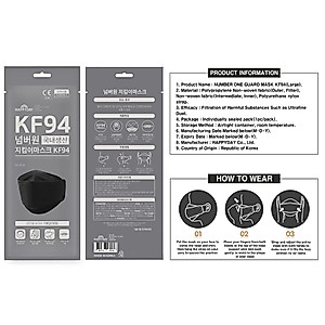 HAPPYDAY , 25 Packs, Made in KOREA Premium KF94 Micro Dust Protection Individually Packaged Black Face Mask Large