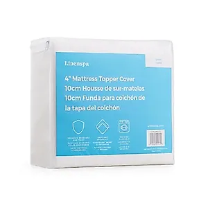 Linenspa 4 Inch Mattress Topper -Cover Full –Cover Only –Machine Washable – Breathable – Non Slip –Cover for Mattress Topper with Zipper – Topper -Cover Only White
