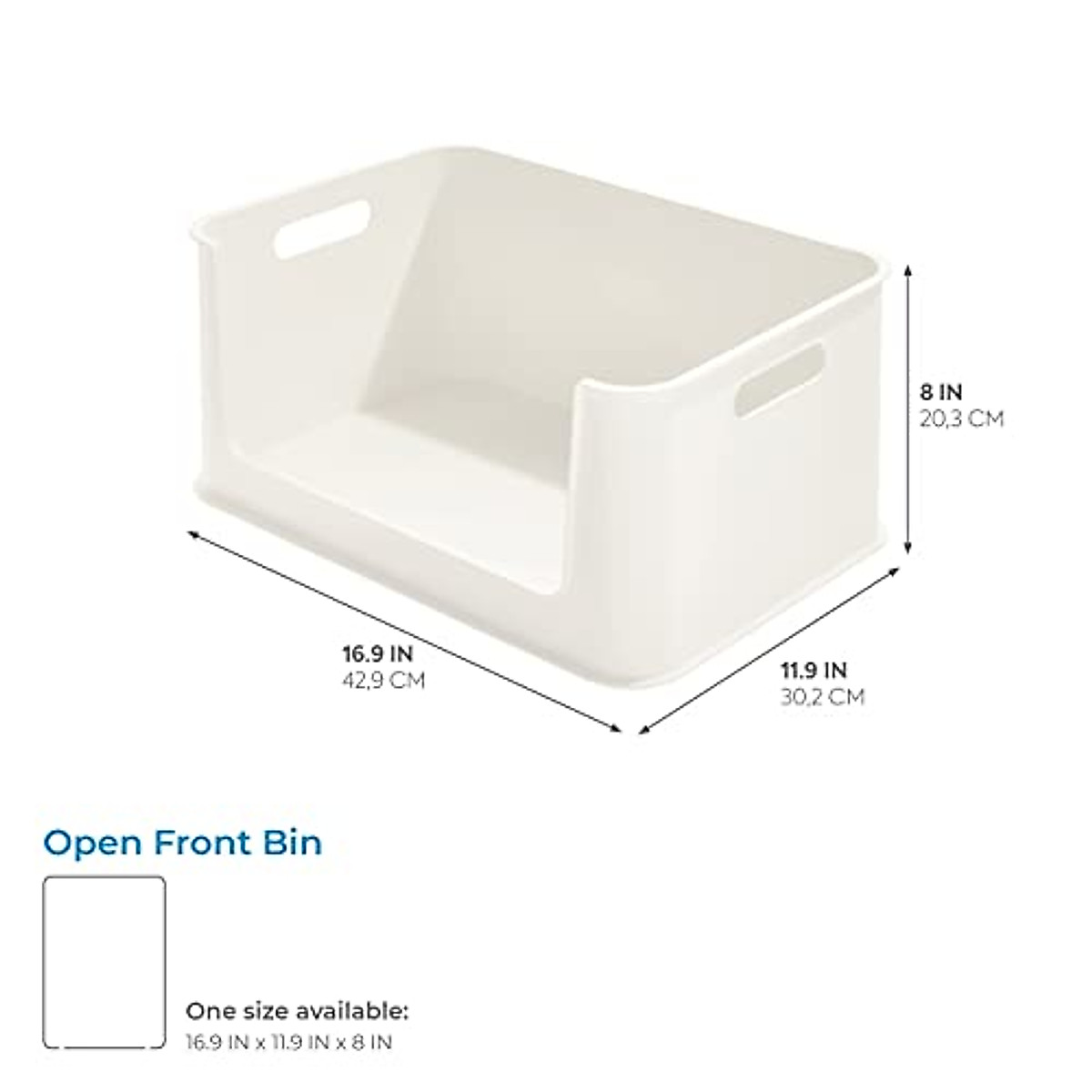 iDesign Recycled Plastic Large Storage Handles, Open Front Bin