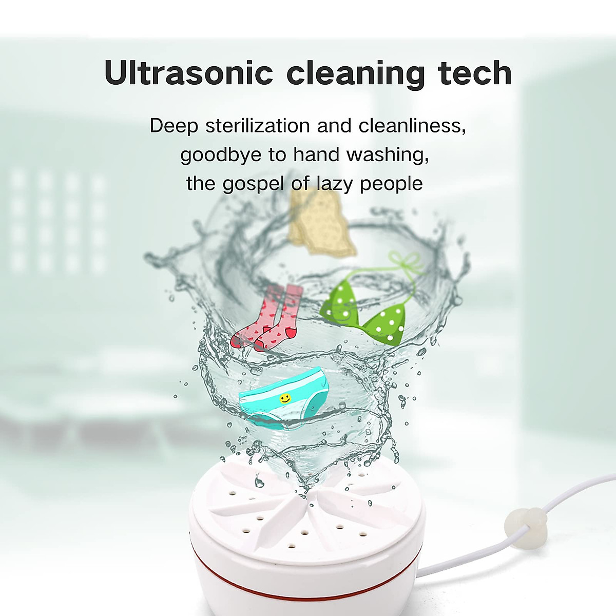 Portable Mini Washing Machine Ultrasonic Turbo Portable Washer with USB for Home Business Travel College House RV Apartment Turbo Washing Machine Cleaning Socks Underwear Dishes