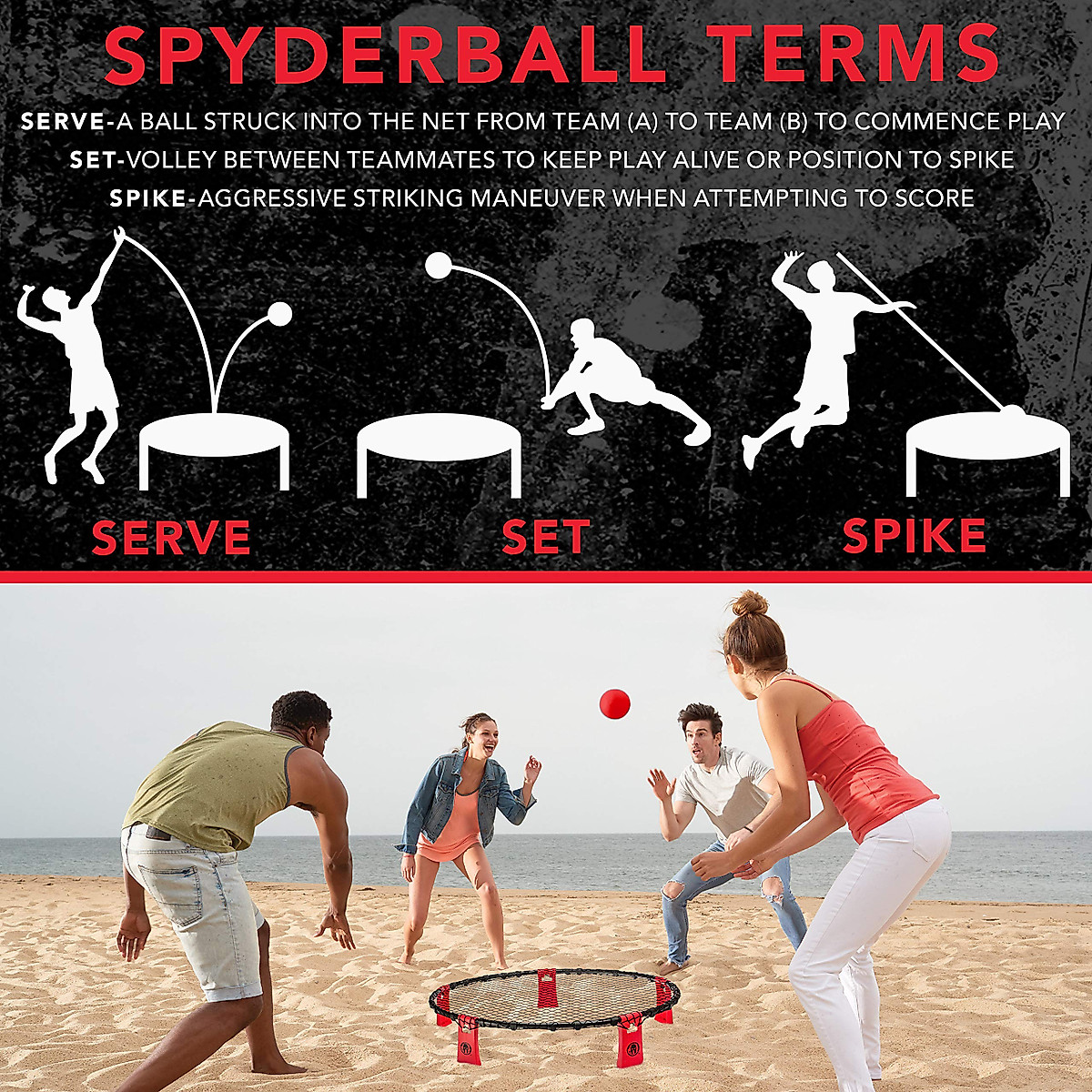 Franklin Sports Spartan Spyderball Game Set - Includes 3 Balls, Carrying Case and Rules - Played Outdoors, Indoors, Yard, Lawn, Beach - Durable Tight Net