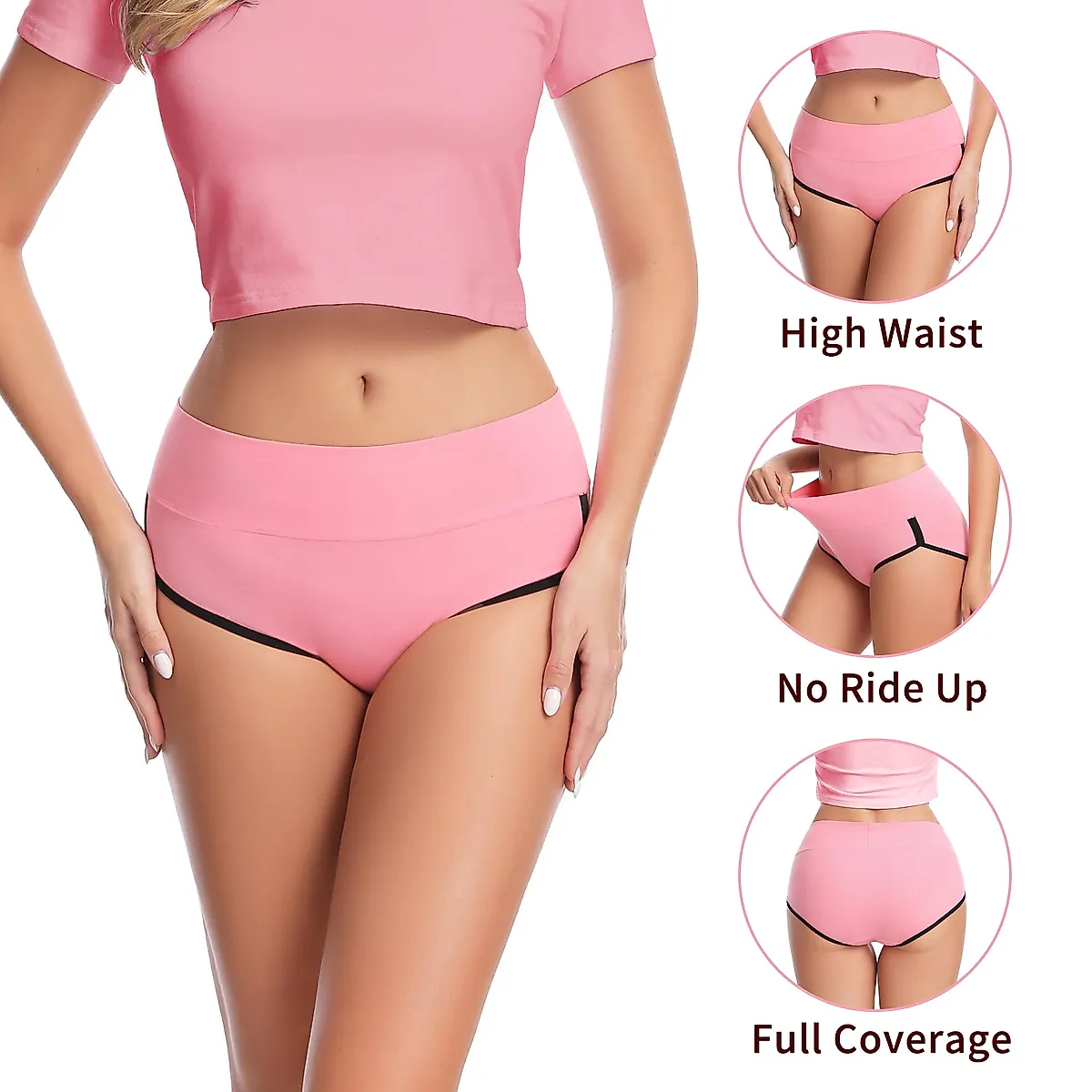 CAILECOTTON Womens Underwear Cotton Briefs for Women Plus Size Panties for Women Pack 2/5