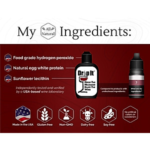 The Original Drop It Wine Drops, 4pk- USA Made Wine Drops That Naturally Reduce Both Wine Sulfites and Tannins- Can Eliminate Wine Headaches, Wine Allergies and Histamines- A Wine Wand Alternative