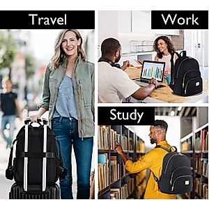 Alissie Travel Backpack for Women Stylish School College Laptop Book bag Water Resistant Anti Theft 15.6-Inch Multi-compartment Professional Black…