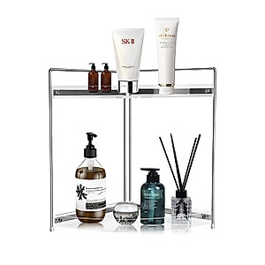 Lvssci Bathroom Countertop Organizer，2 Tier Acrylic Tray Vanity Counter Skincare Organizer Shelf,Standing Rack Home Storage Holder forKitchen