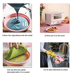 ZHUOMINGJIA 2Pcs Silicone Air Fryer Egg Pan with Silicone Basting Brush for Baking and Silicone Tong,Reusable 3 Cavity Silicone Air Fryer Egg Pan,for make food using air fryers or ovens(4PCS,Pink)