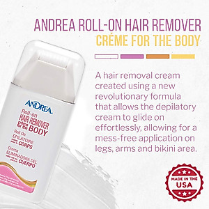 Andrea Roll-On Hair Removal Cream for Unwanted Body Hair, Gentle Depilatory Cream for Arms, Legs, and Bikini, Easy-to-Use Hair Remover, 2 Pack