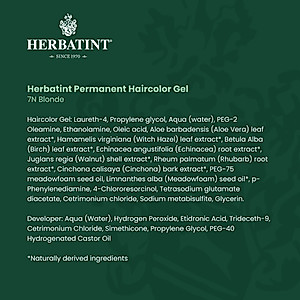 Herbatint Permanent Haircolor Gel, 7N Blonde, Alcohol Free, Vegan, 100% Grey Coverage - 4.56 oz