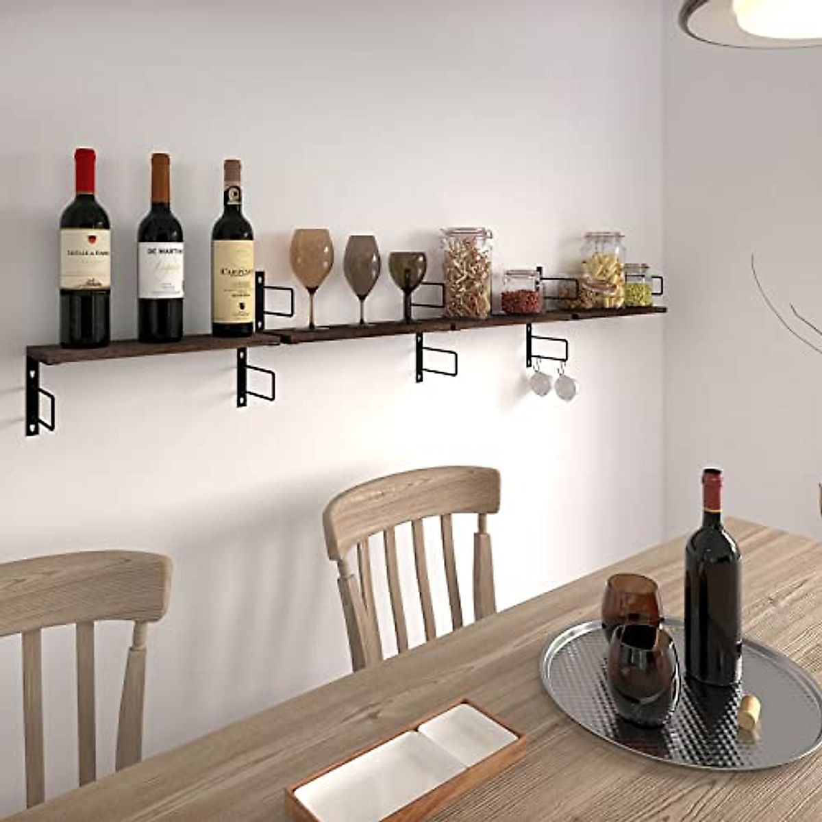 Eifiwot Floating Shelves Wall Mounted Set of 2, Wall Shelf Storage for Office, Bathroom, Living Room, Bedroom, Kitchen, Dark Carbonized Black Shelves for Wall Decor